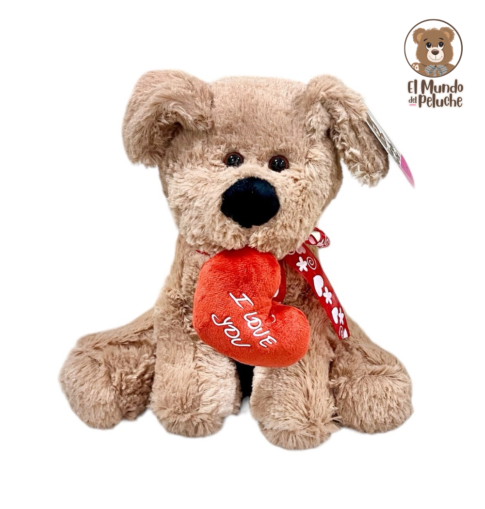 Peluche 25 cm – Perrito Corazón Caoba